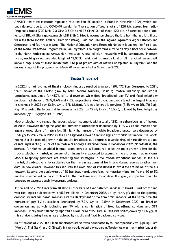 Brazil ICT Sector Report 2023-2024 Industry Report | EMIS Insights