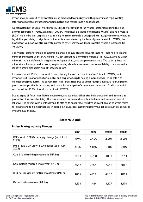 India Mining Sector Report 2023-2024 Industry Report | EMIS Insights
